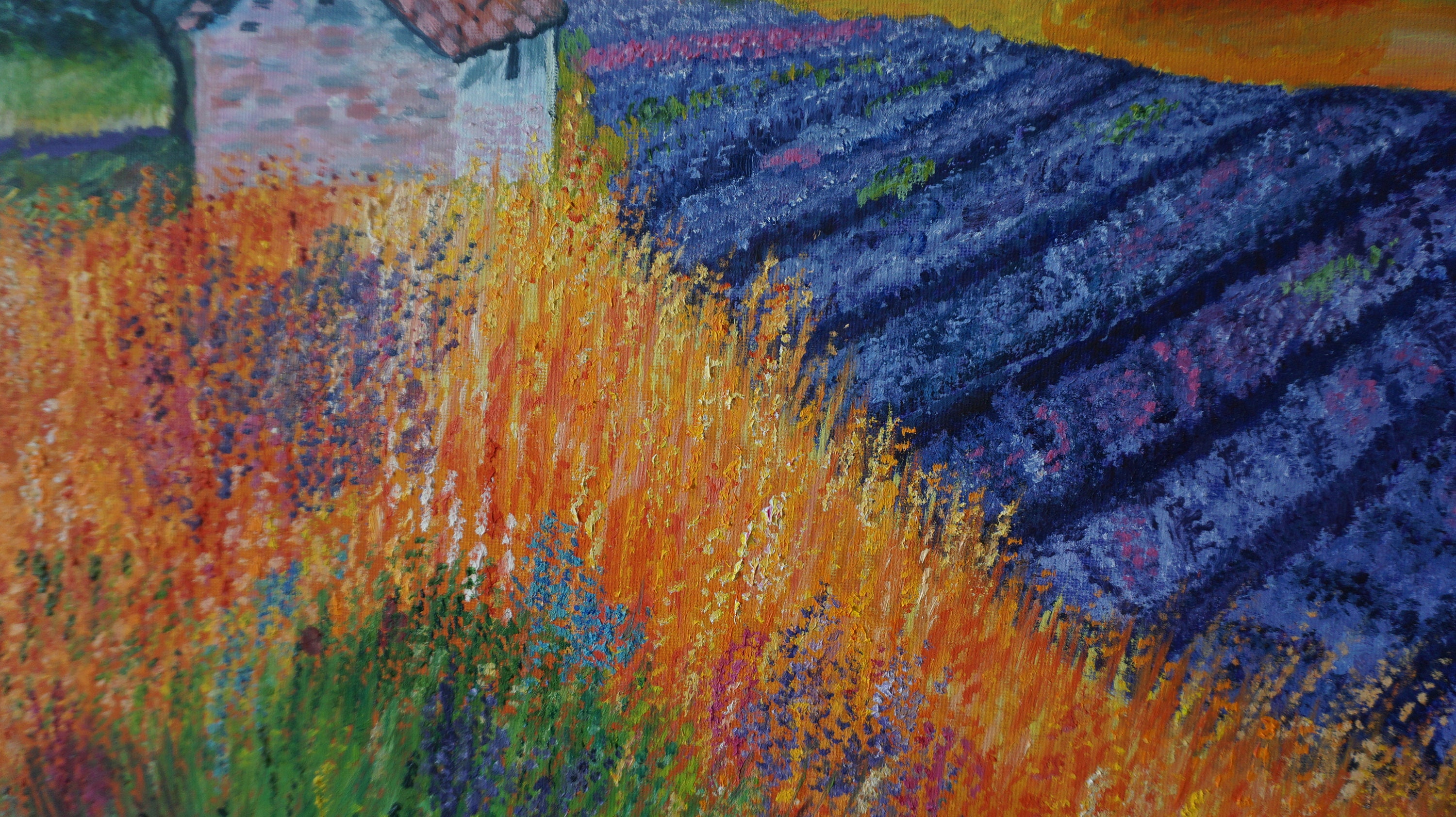 Lavender Fields Oil Painting, Original Provence Landscape Art ...