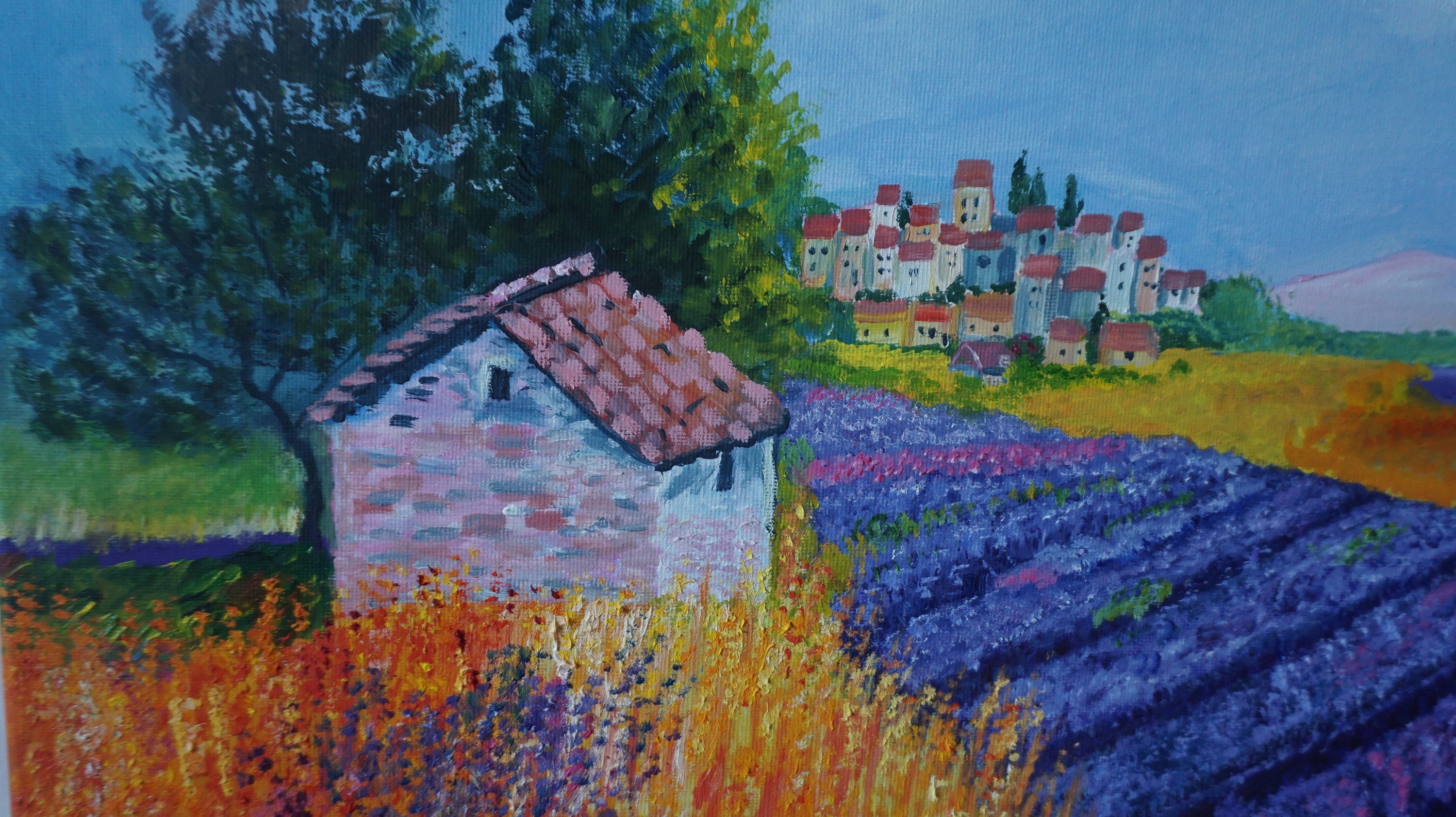 Lavender Fields Oil Painting, Original Provence Landscape Art ...