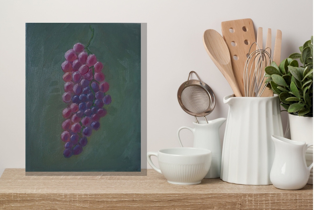 Grapes Oil Painting, Grapes Art, Original Fruit Painting, Vintage ...