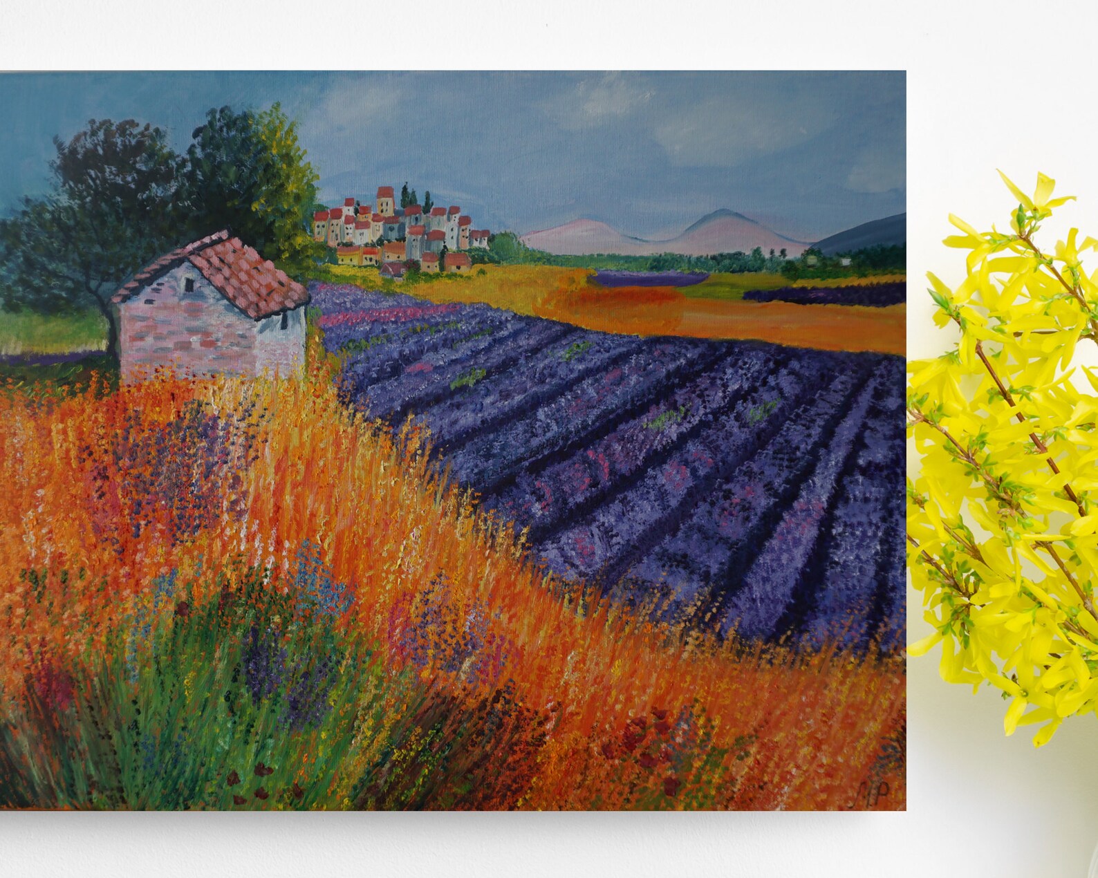 Lavender Fields Oil Painting, Original Provence Landscape Art ...