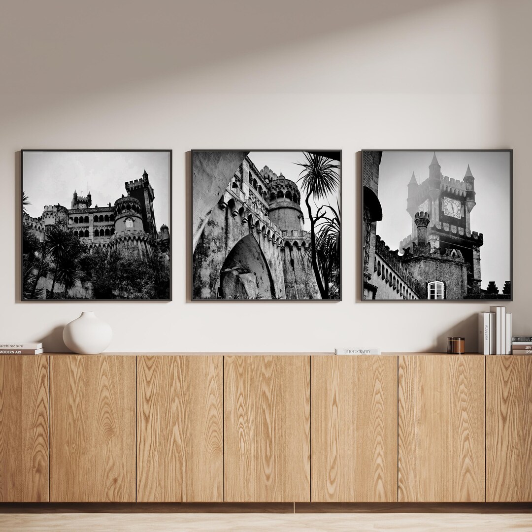 Black and White Castle Wall Art Set – Gothic Architecture Photography ...