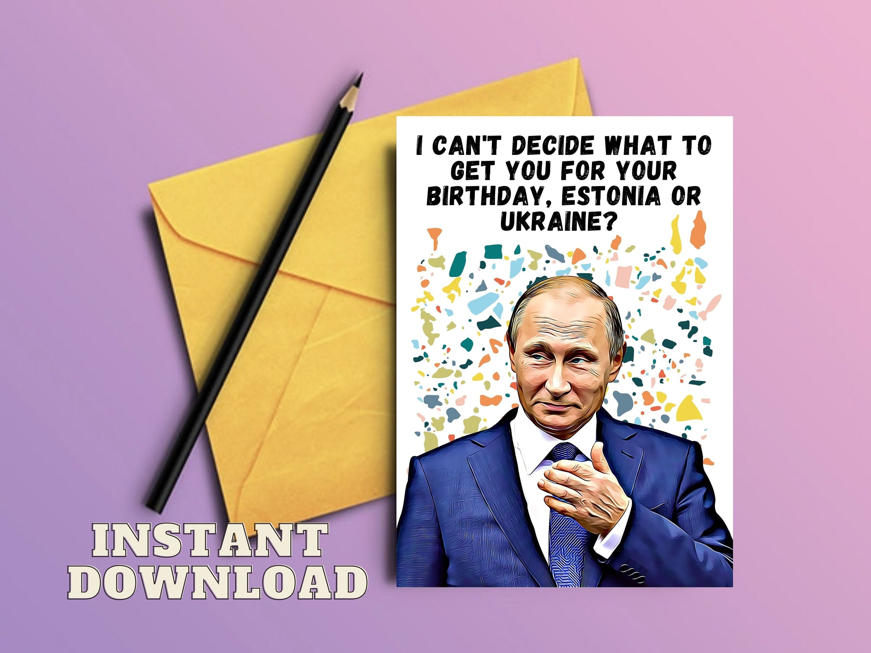 Vladimir Putin Inspired PRINTABLE Birthday Card | Vladimir Putin Funny ...