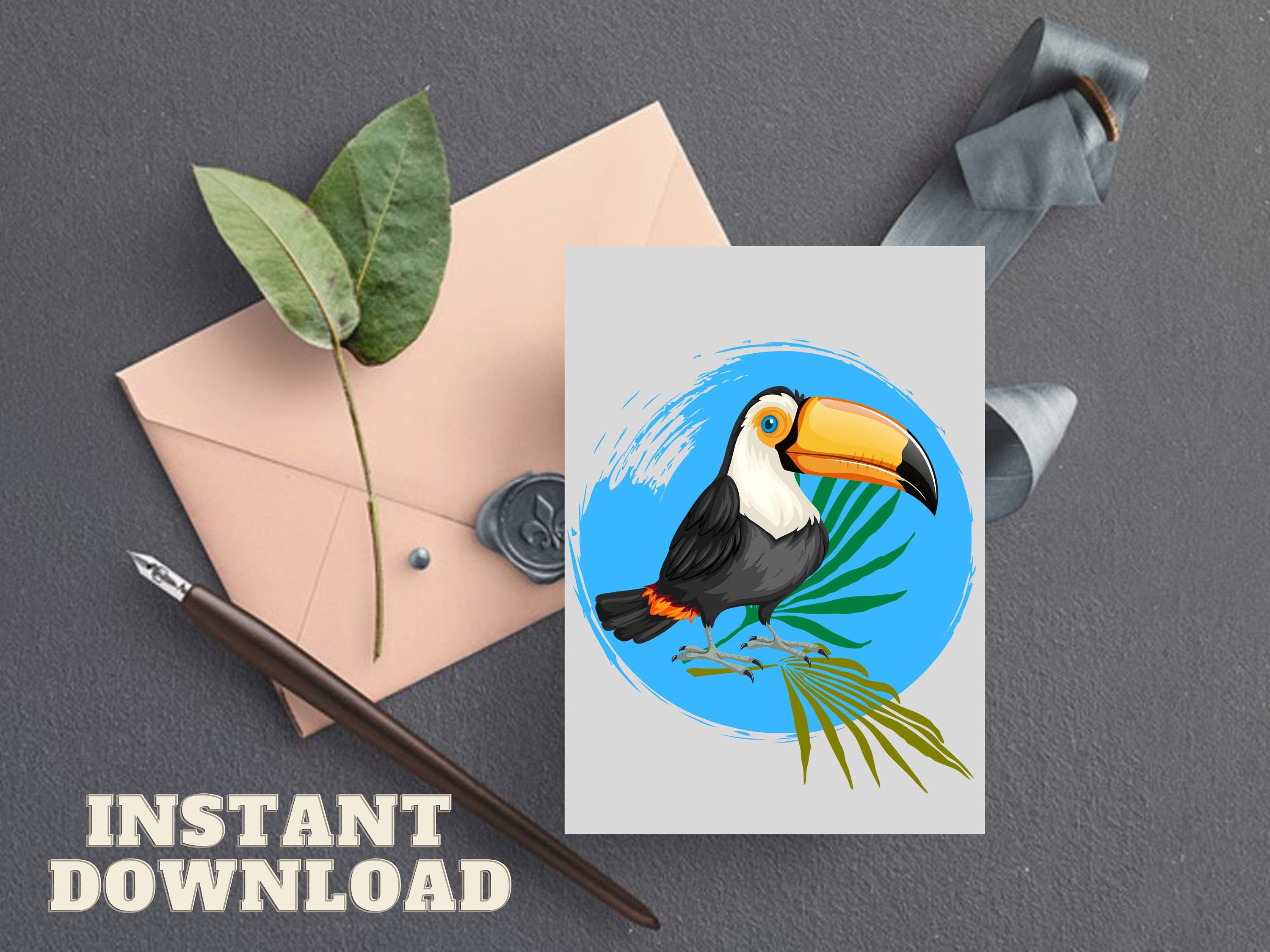 Tropical Toucan Bird Card, INSTANT DOWNLOAD - Etsy