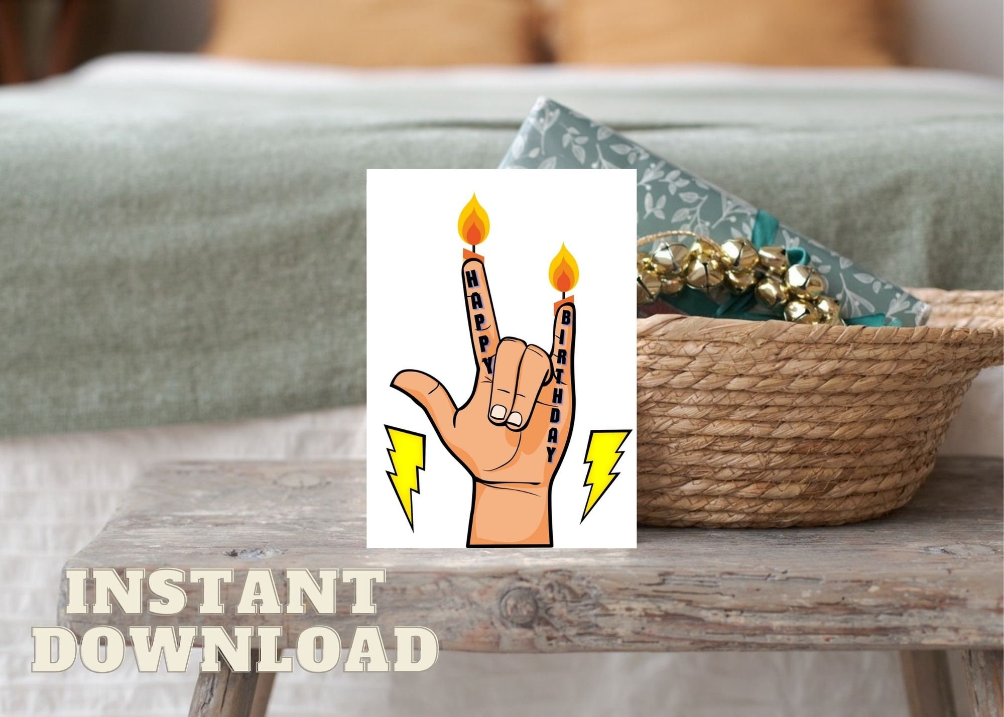 Heavy Metal Rock Horns Birthday PRINTABLE Card - Etsy
