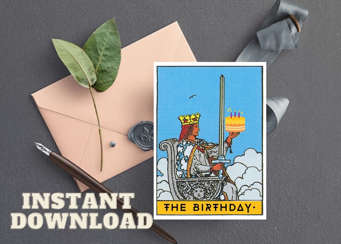 Tarot Birthday Card: Witchy Magic Theme (printable Digital Card 5x7 ...