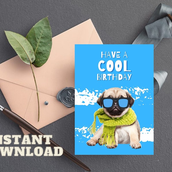 Pug Card - Etsy