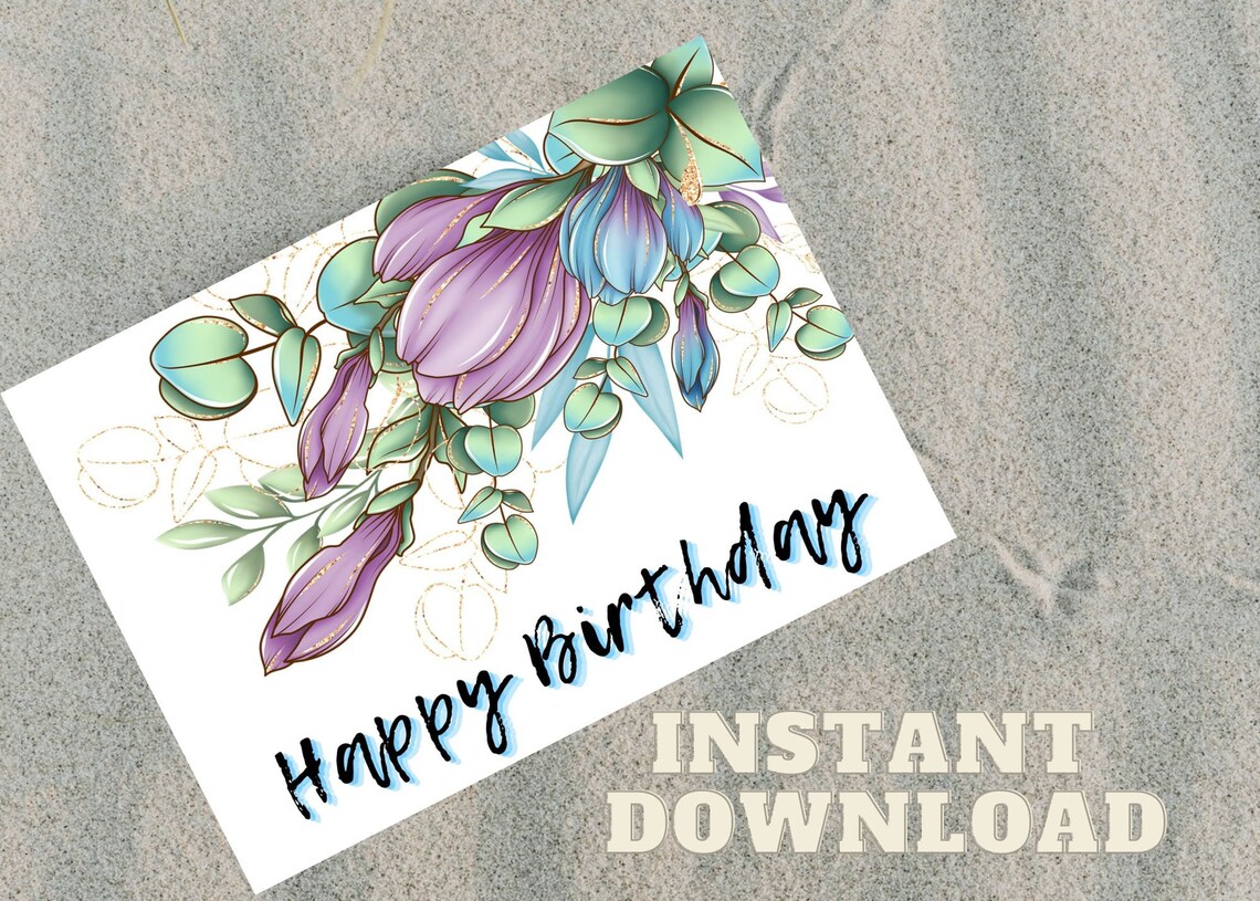 Happy Birthday Digital Printable Card Digital Download Card Digital ...