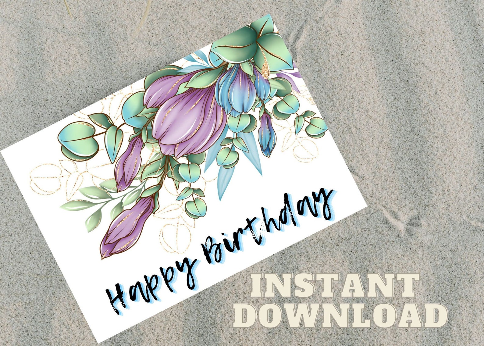 Happy Birthday Digital Printable Card Digital Download Card Digital ...