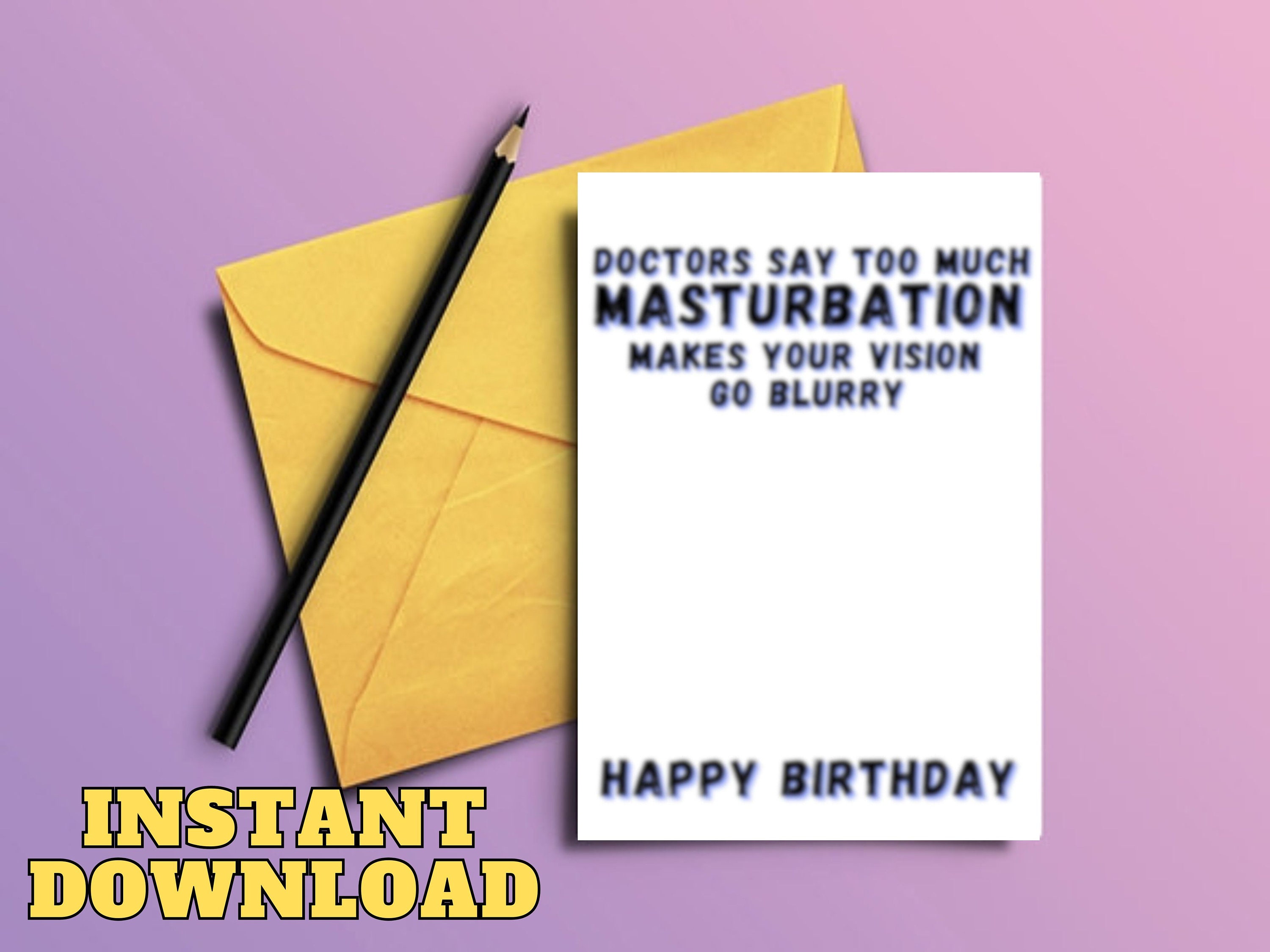 Masturbation Birthday Card | Adults Birthday Cards | Funny PRINTABLE ...