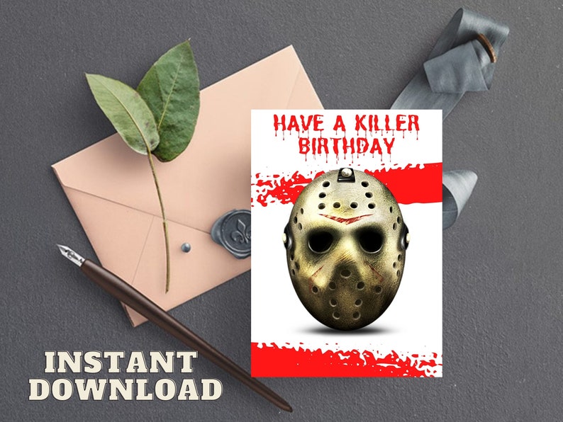 Jason Voorhees Birthday Card: Friday the 13th Horror Card (digital ...