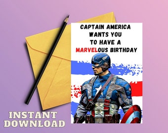 Captain America Card - Etsy