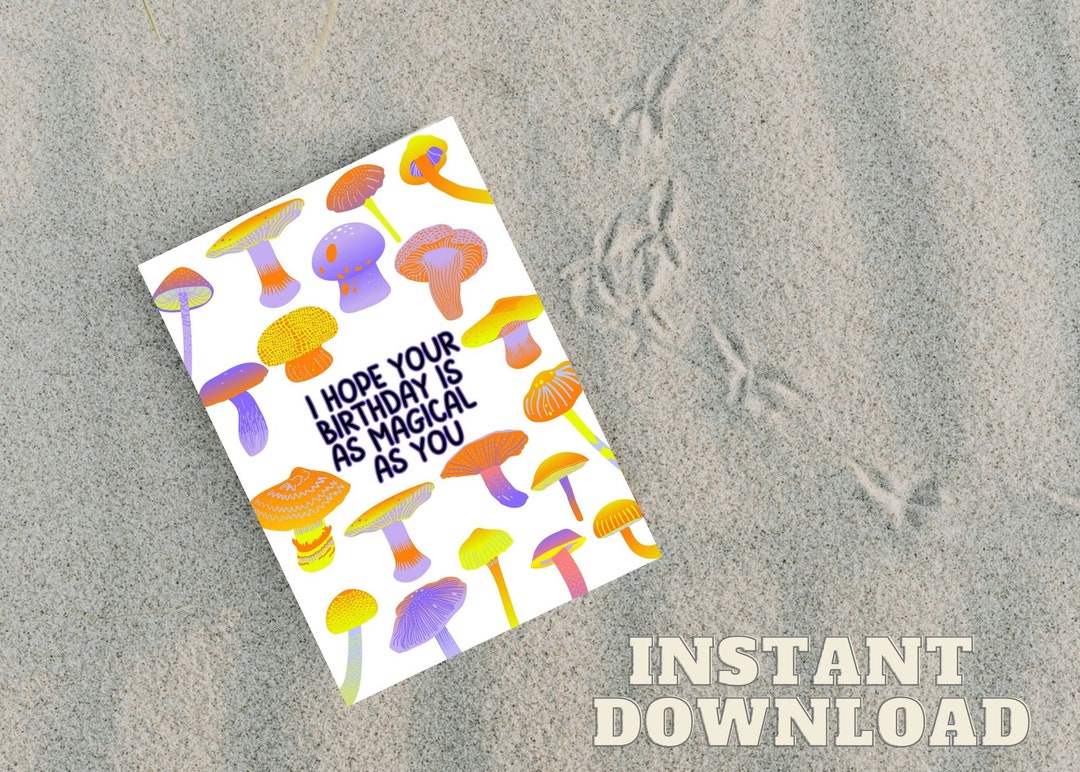 Mushroom Birthday Card, Magical Nature Design (digital Download) - Etsy