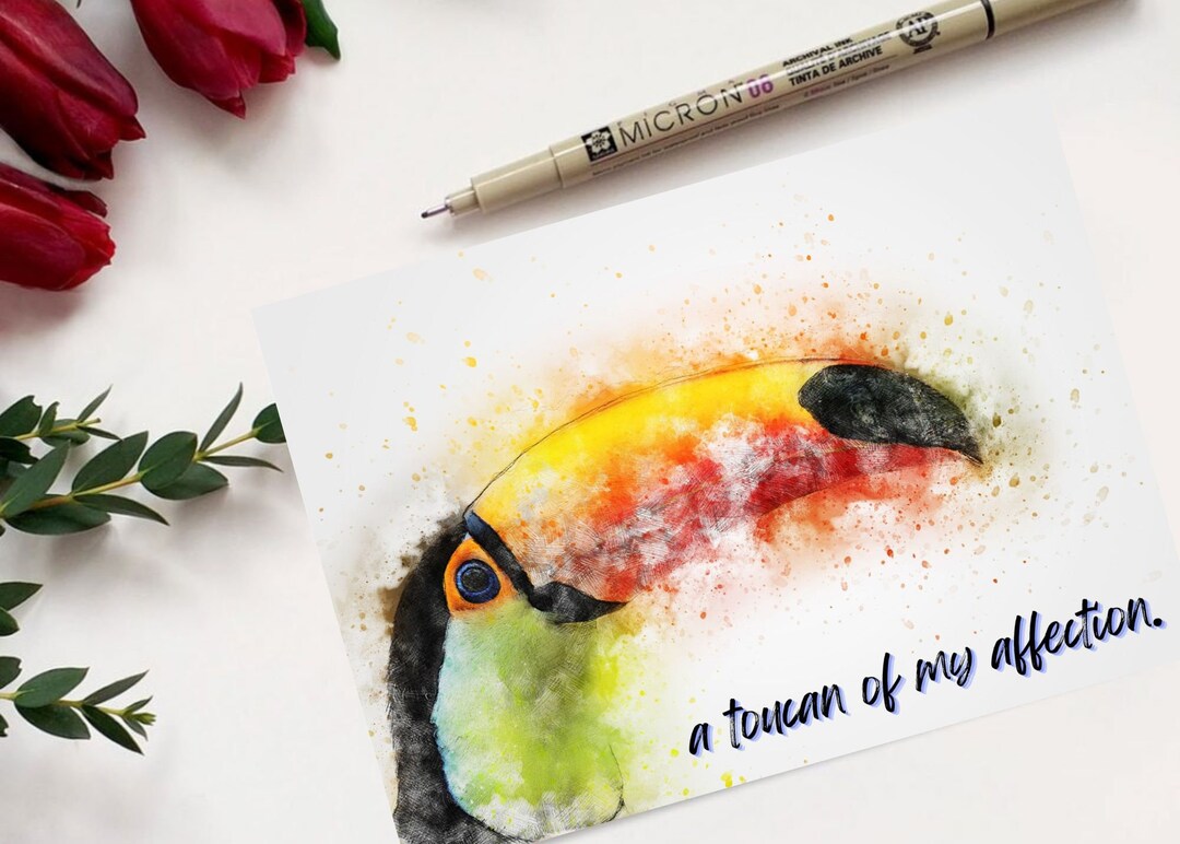 Toucan Love Card: Funny Tropical Bird Greetings (digital Download 7x5in ...