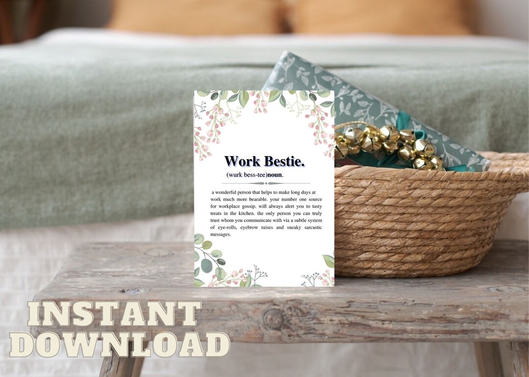 Work Bestie Definition PRINTABLE Card | Card for Work Bestie | Work ...