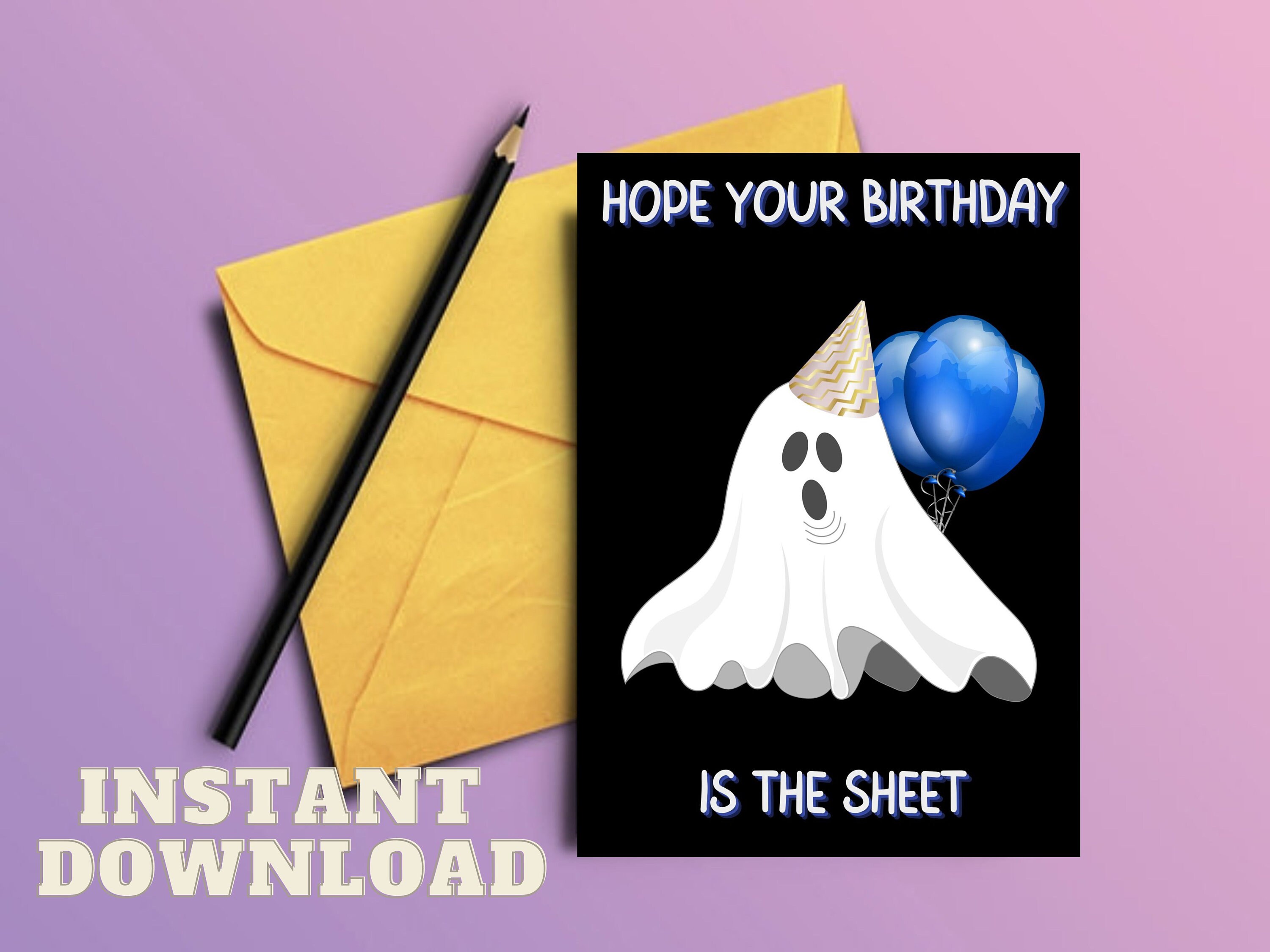 Spooky Haunted Halloween Funny Birthday Sheet Ghost Greeting PRINTABLE ...