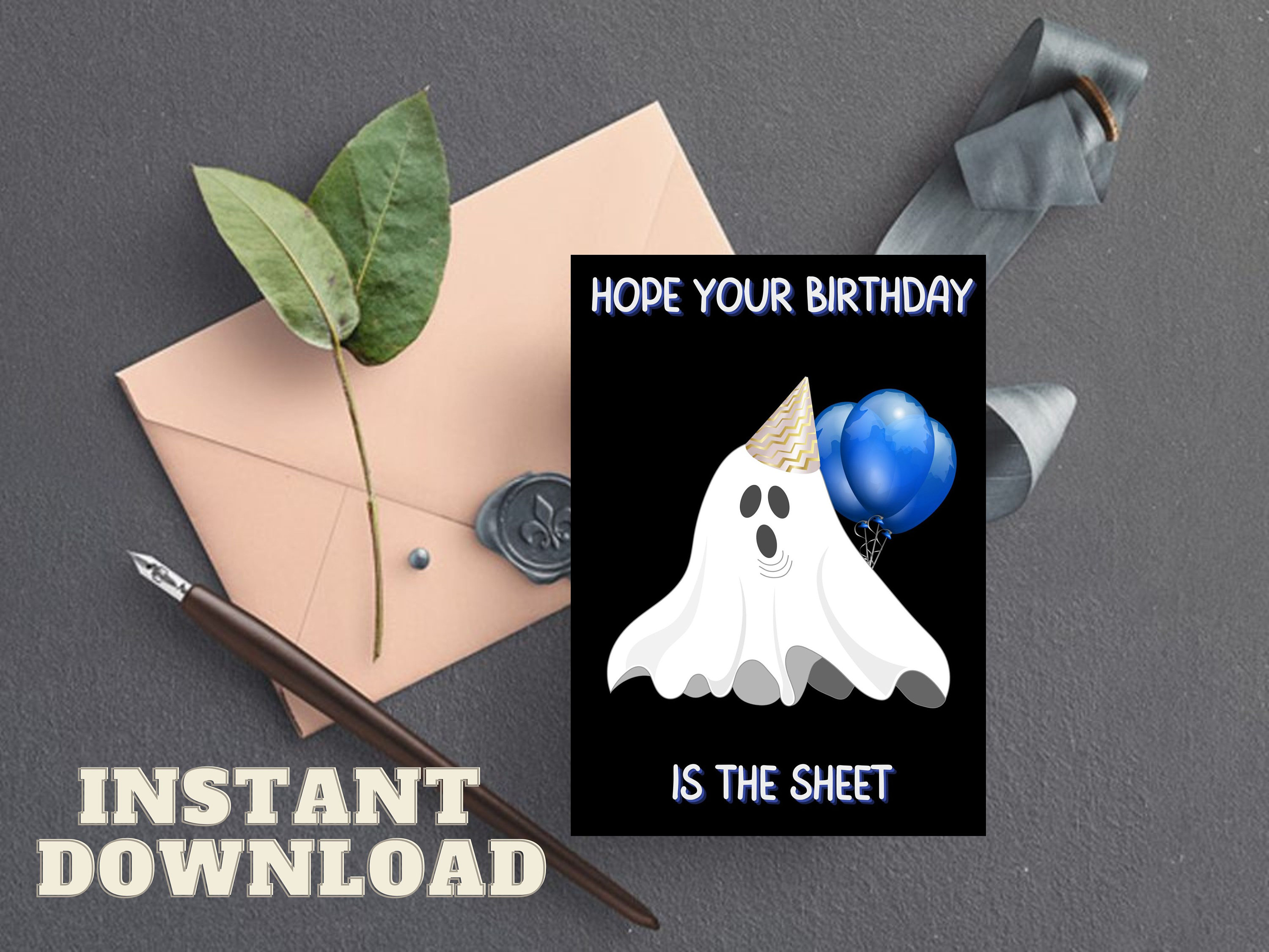 Spooky Haunted Halloween Funny Birthday Sheet Ghost Greeting PRINTABLE ...