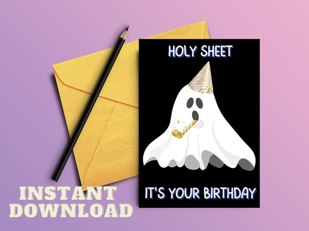 Spooky Halloween Birthday Ghost Paranormal Funny PRINTABLE Card INSTANT ...