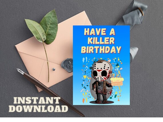 Jason Voorhees Inspired PRINTABLE Birthday Card Friday the | Etsy