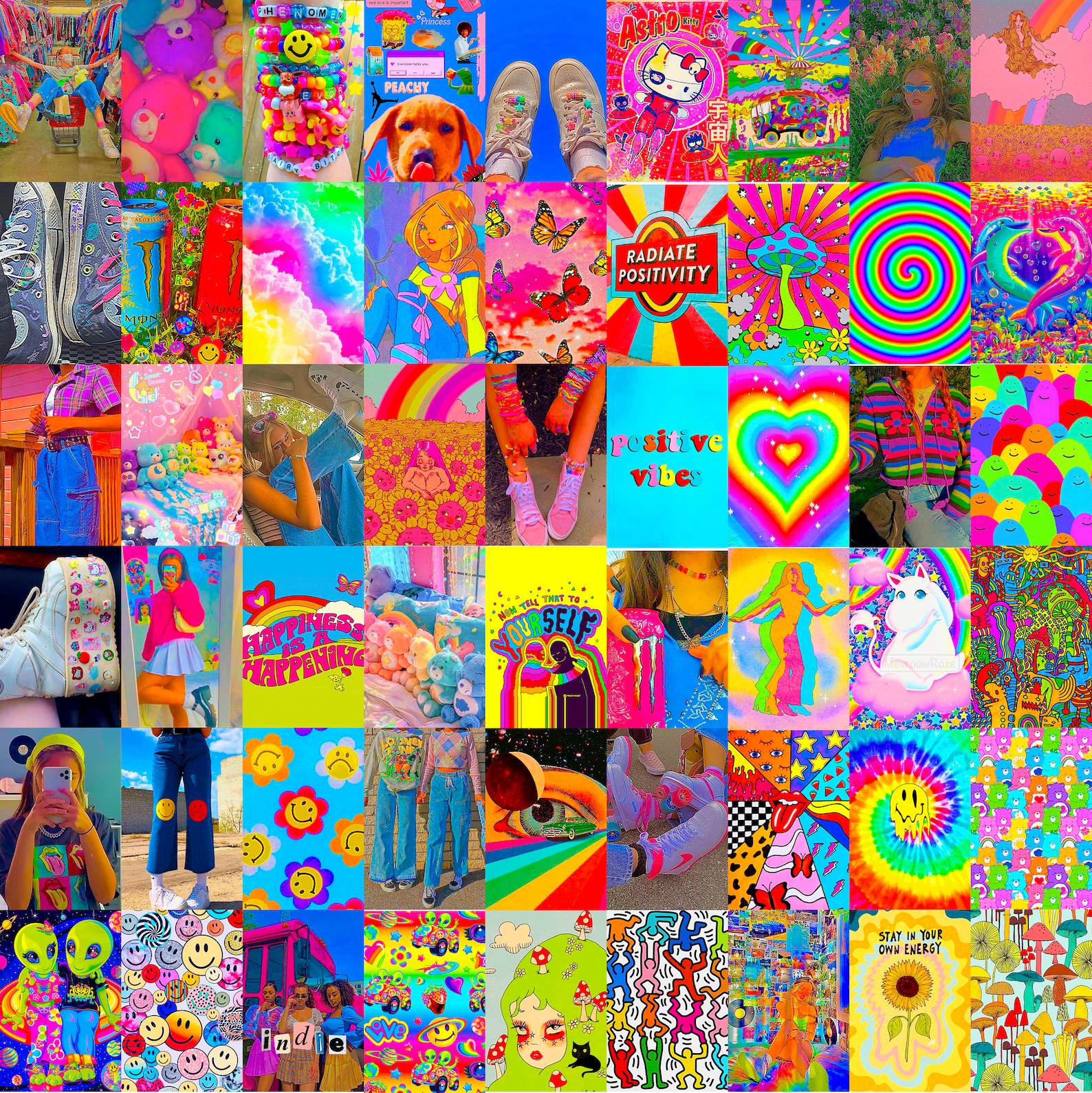 Indie Aesthetic Wall Collage Kit 60 Pcs Room Decor Etsy