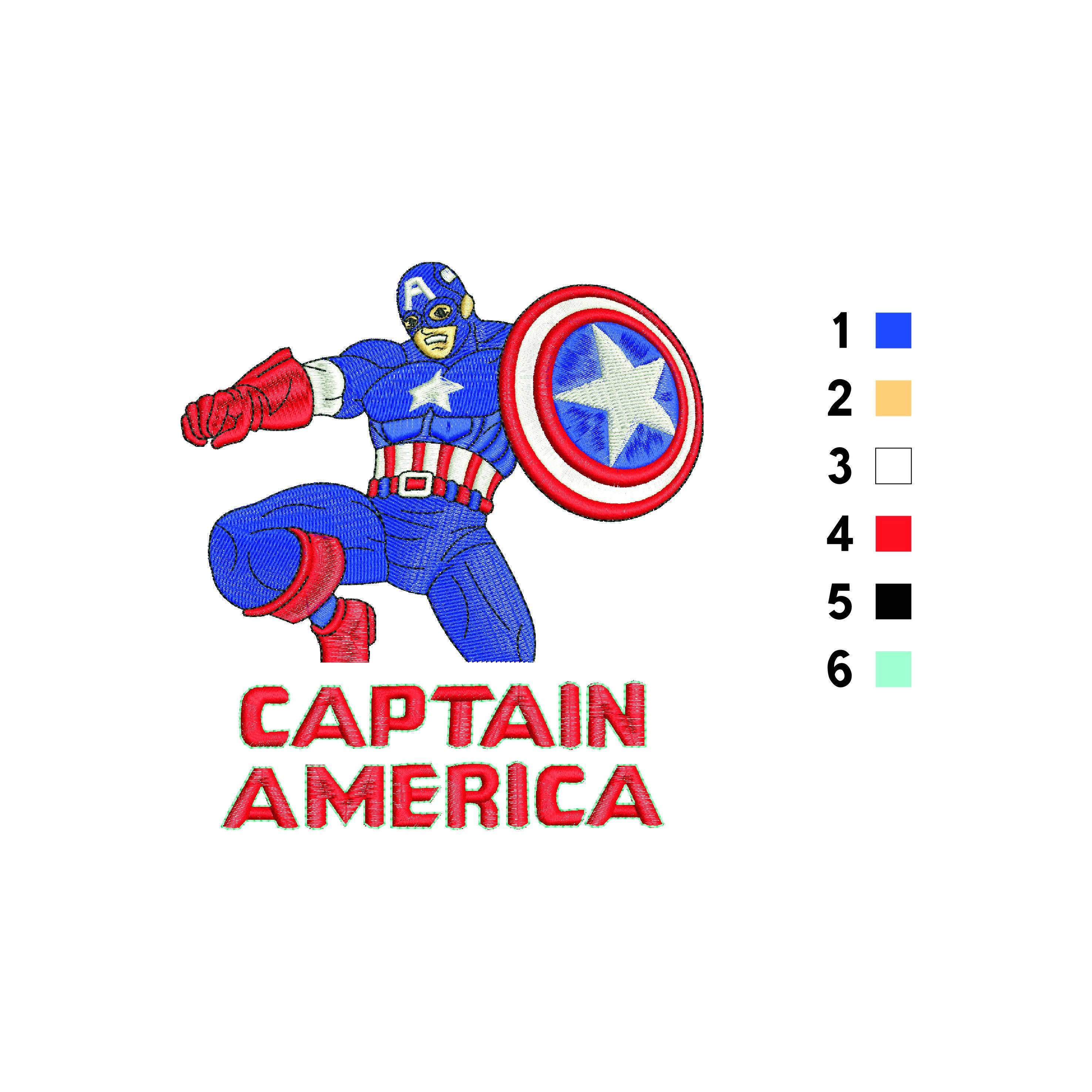Captain America Embroidery Design Files for Machine - Etsy