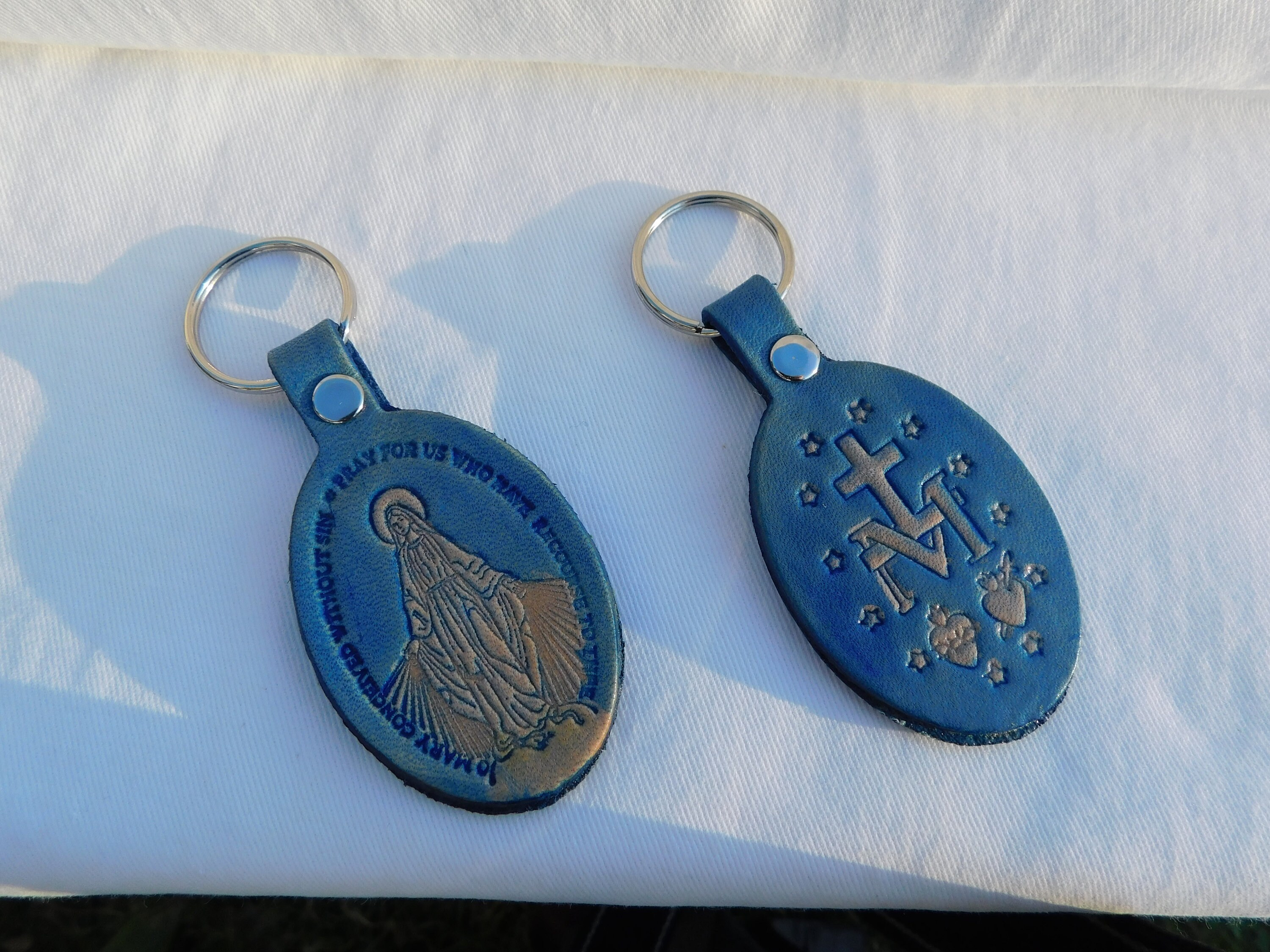 Leather Keychain/miraculous Medal Keychain. - Etsy