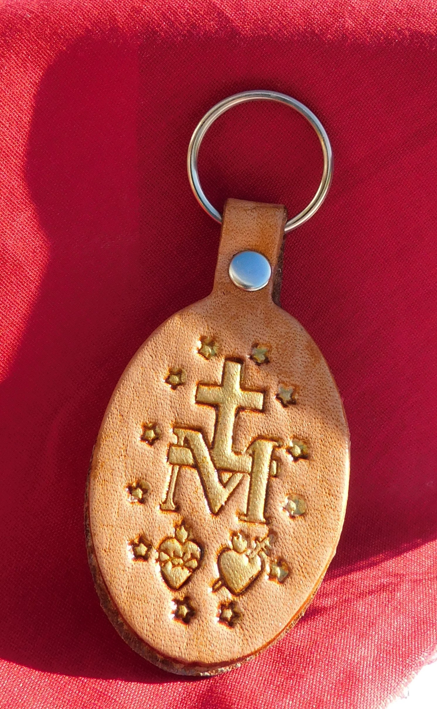 Leather Keychain/miraculous Medal Keychain. - Etsy