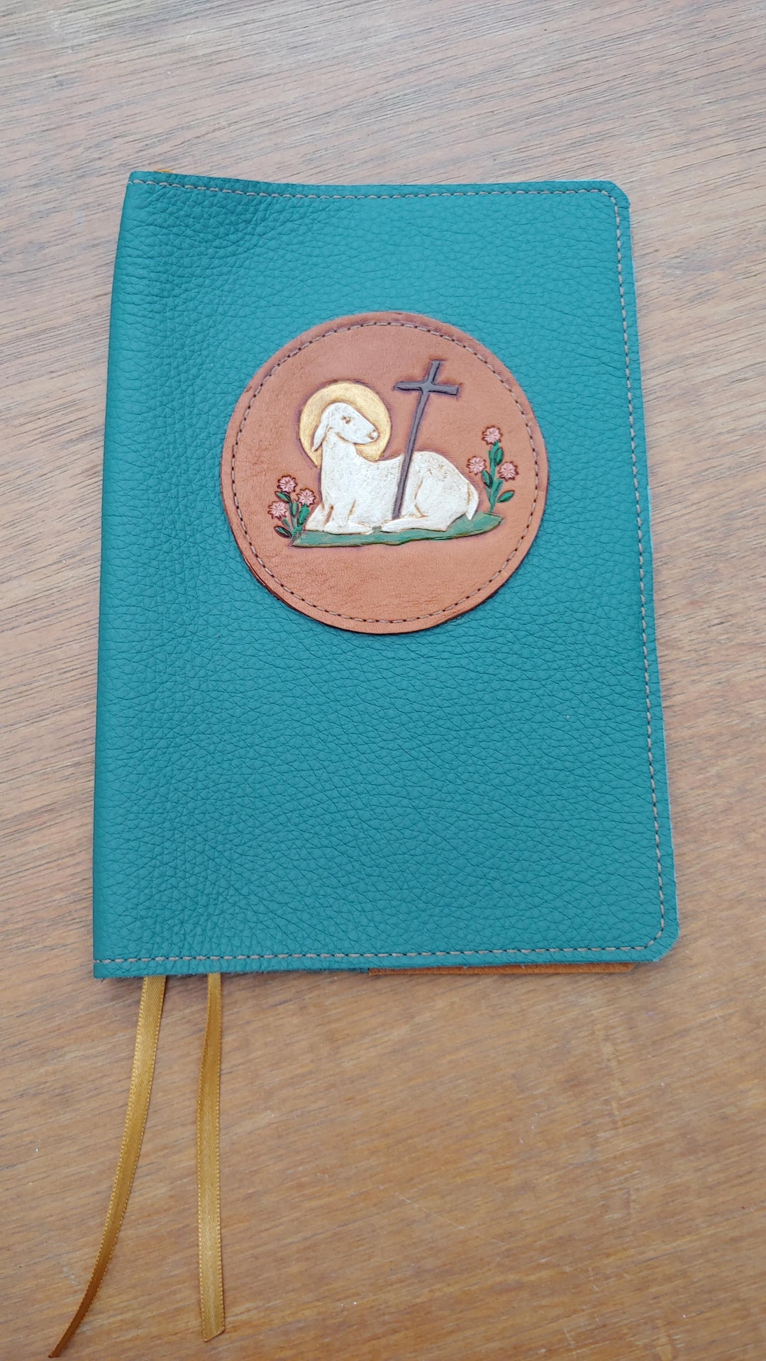 Large Print Magnificat Book Cover/ Teal-green Leather, Lamb of God ...