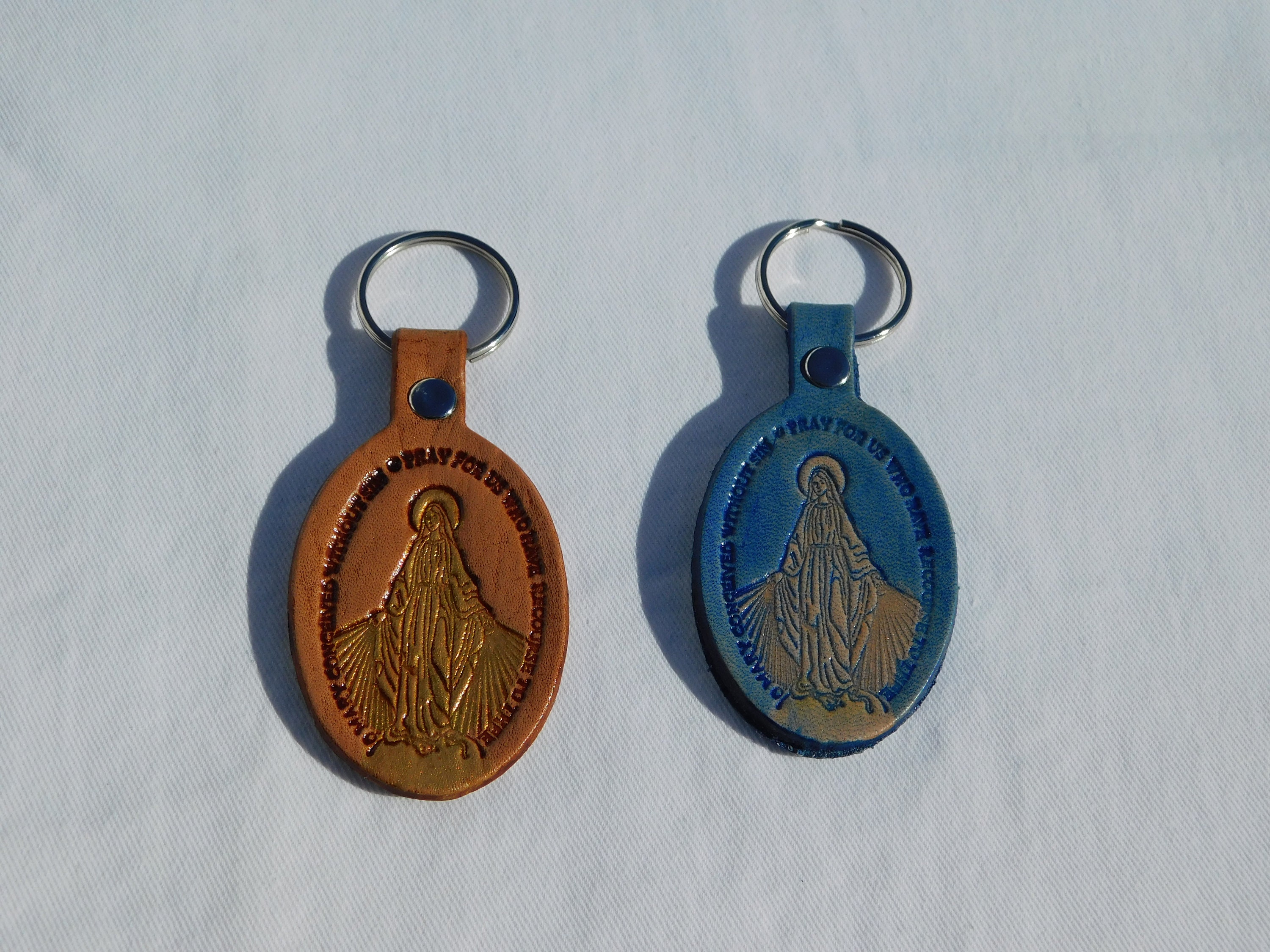 Leather Keychain/miraculous Medal Keychain. - Etsy