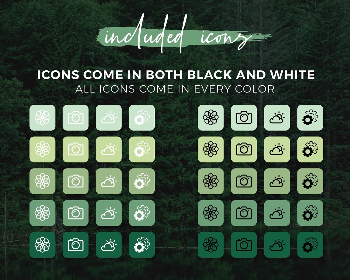 Ios 14 Icons Green Green App Icons Ios 14 Aesthetic - Etsy