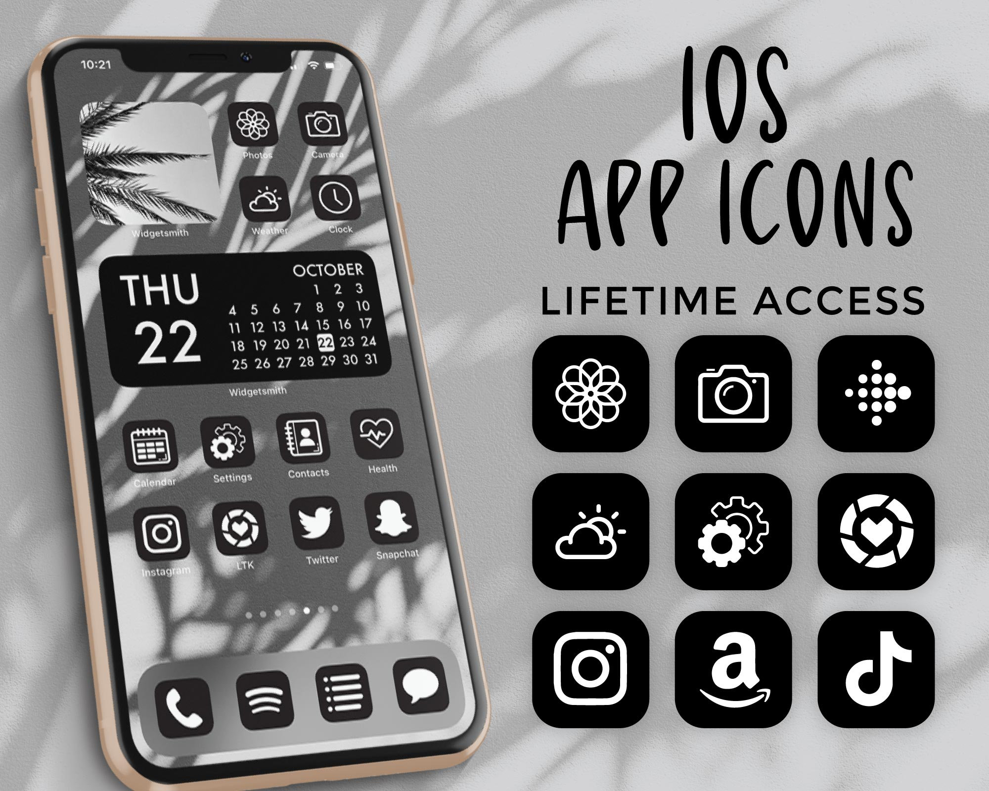 Ios14 App Icons Black and White | Black App Icons | Ios 14 Aesthetic ...
