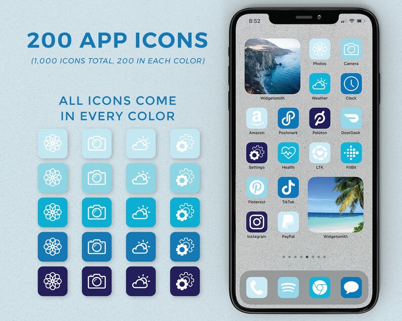 Ios 14 Icons Blue Blue App Icons Ios 14 Aesthetic Iphone - Etsy