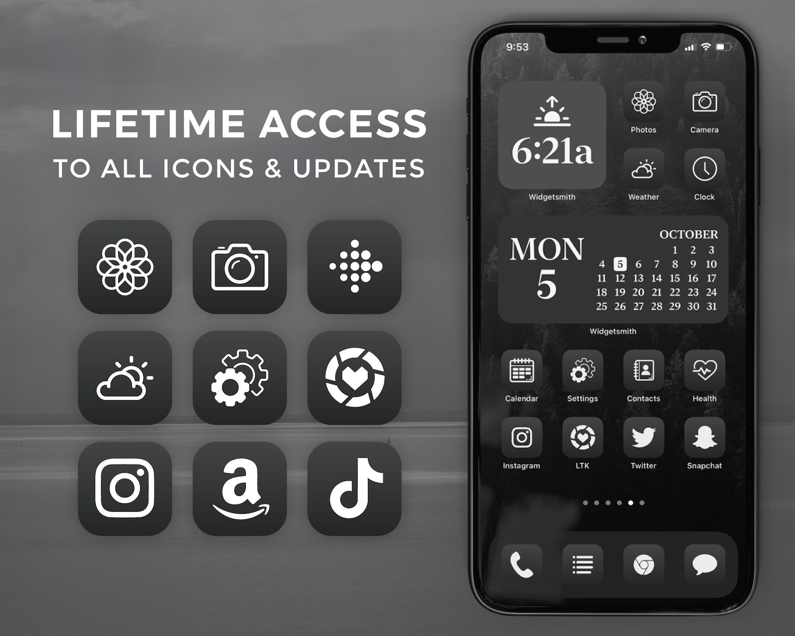 Ios 14 Icons Gray Black App Icons Ios 14 Aesthetic - Etsy