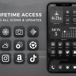 Ios 14 Icons Gray | Black App Icons | Ios 14 Aesthetic | iPhone Icons ...
