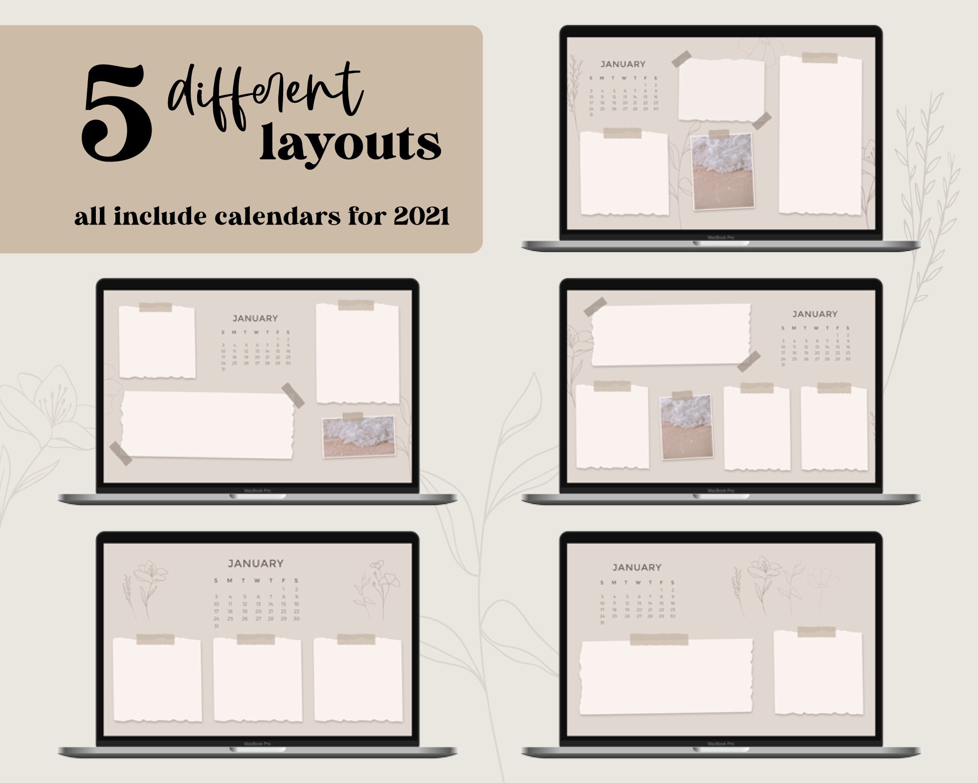 Desktop Wallpaper Organizer 2021 Calendar Mac Windows | Etsy