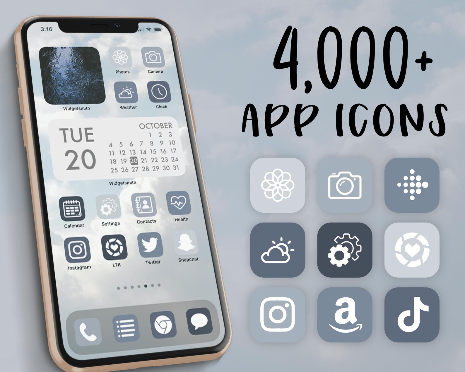 Ios 14 Icons Dusty Blue Blue App Icons Ios 14 Aesthetic | Etsy