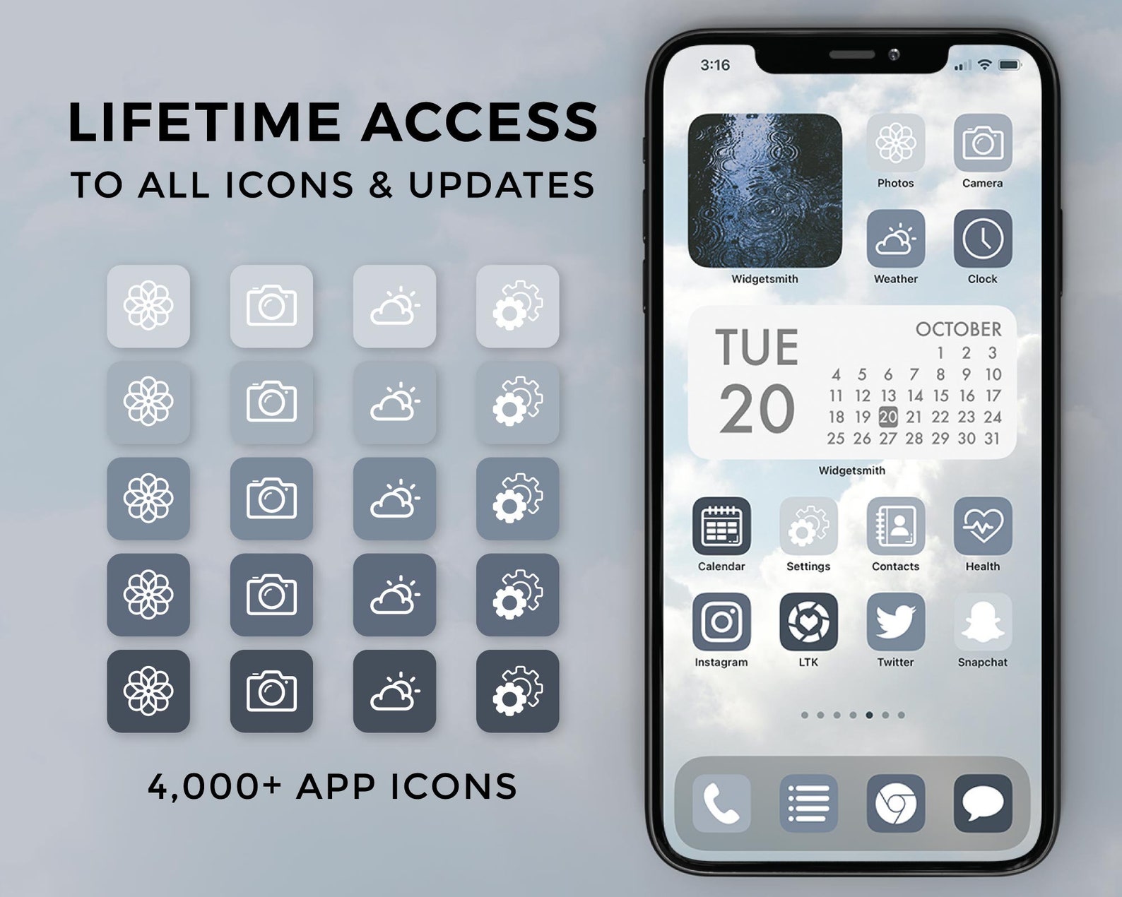 Ios 14 Icons Dusty Blue Blue App Icons Ios 14 Aesthetic | Etsy