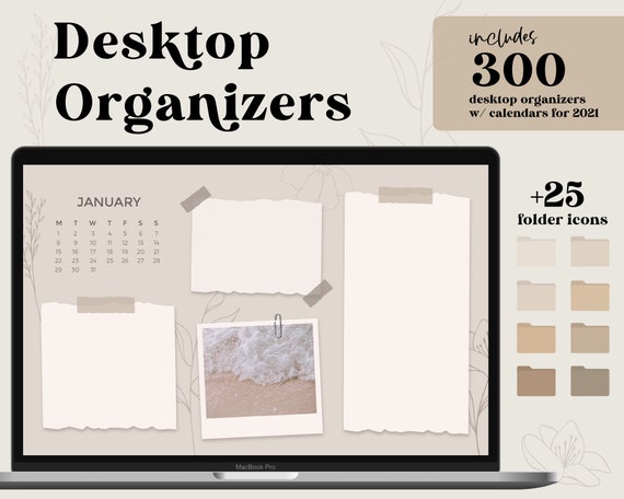Desktop Wallpaper Organizer 2021 Calendar Mac Windows - Etsy