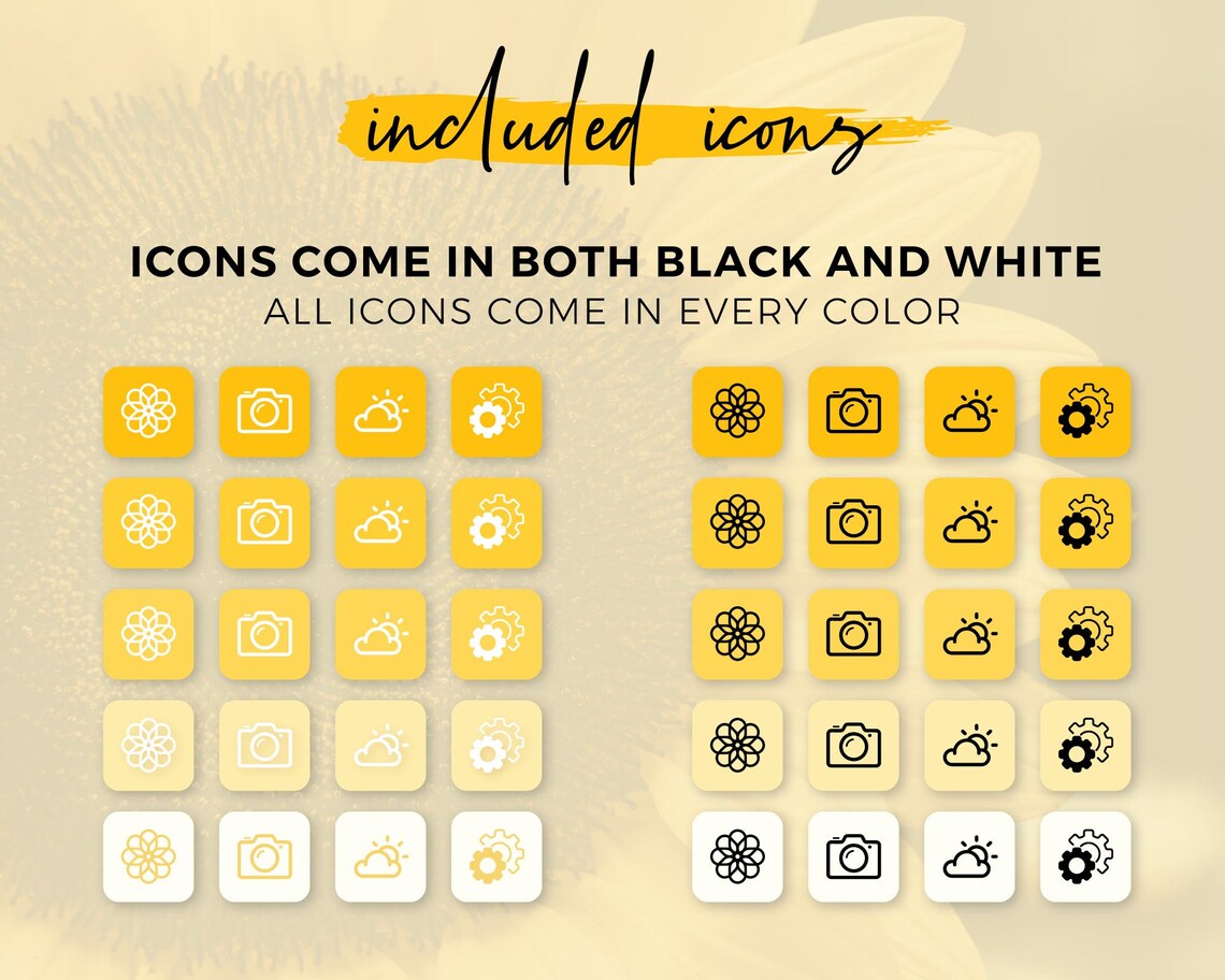 Ios 14 Icons Yellow Yellow App Icons Ios 14 Aesthetic - Etsy Canada
