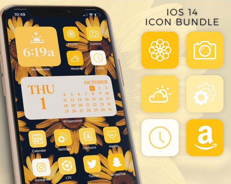 IOS 14 Icons Yellow Yellow App Icons iOS 14 Aesthetic | Etsy