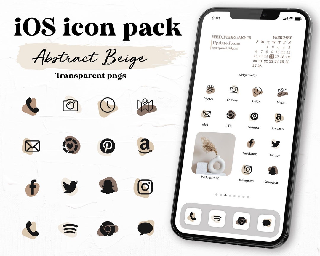 Ios 14 Icons Neutral Transparent | Ios 14 Aesthetic | Beige App Icons ...