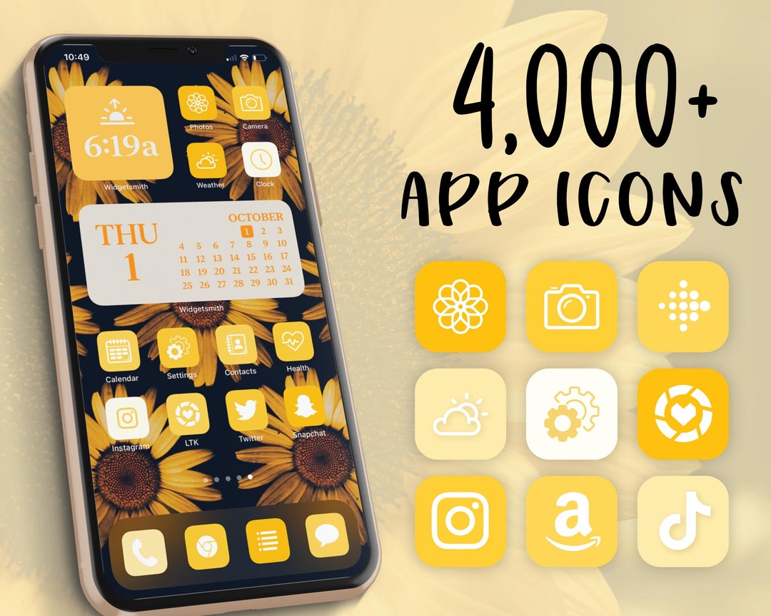 Ios 14 Icons Yellow | Yellow App Icons | Ios 14 Aesthetic | iPhone ...