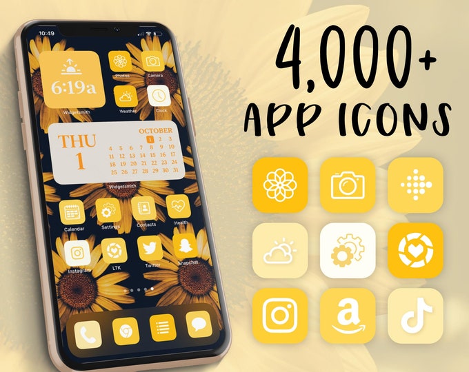 Sunflower Bee App Icon Set Kawaii Aesthetic Pack for Android IOS ...