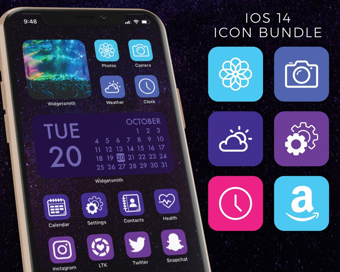 Ios 14 Icons Purple Ios 14 Aesthetic Pink App Icons | Etsy