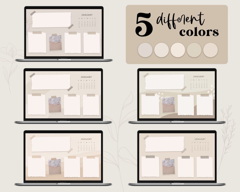 Desktop Wallpaper Organizer 2021 Calendar Mac Windows | Etsy