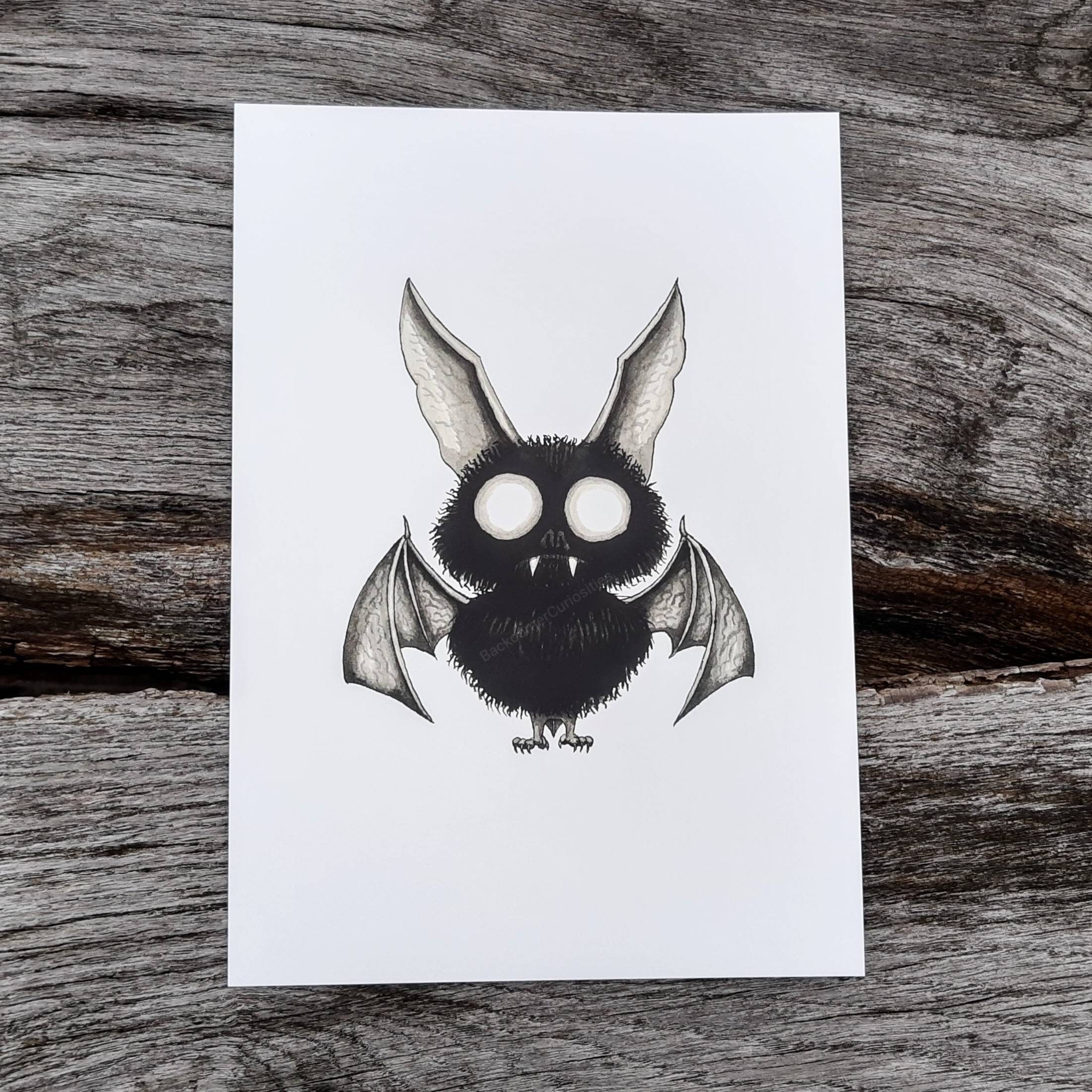 Fluffy Bat | Art Print | Cute Illustration | Wall Art | Gothic Bat - Etsy