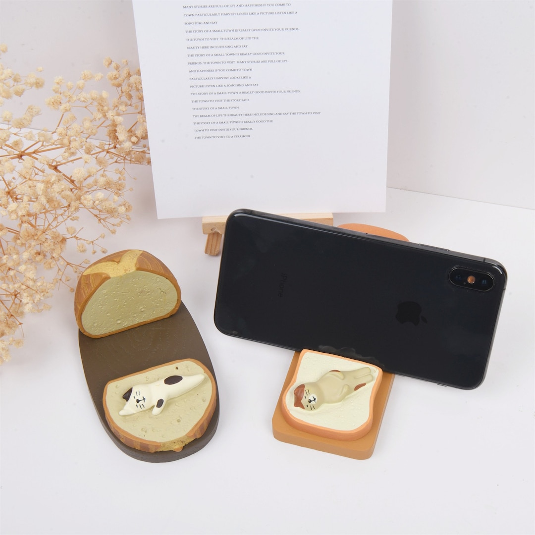 Cute Phone Holder Funny Cat Phone Stand Puffs Toast iPad - Etsy