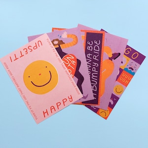 Set of 5 Illustrated Postcards | Emotions Postcards | Feelings Print ...