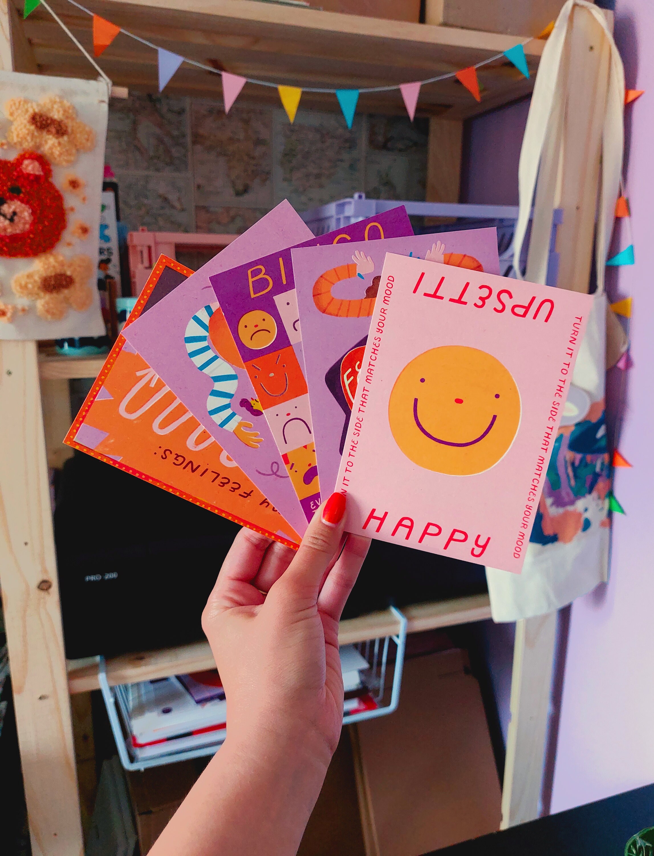 Set of 5 Illustrated Postcards | Emotions Postcards | Feelings Print ...