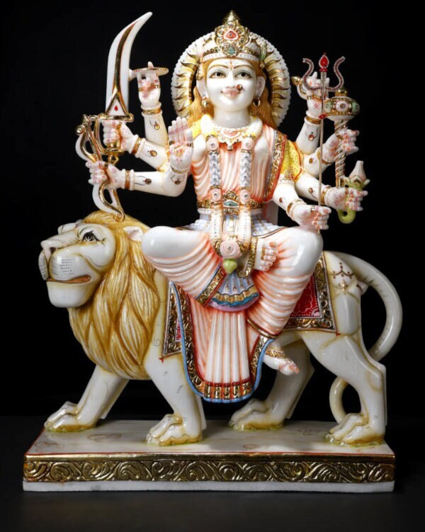Marble Goddess Durga Statue customize, Marble Statue, Handpainted Durga ...