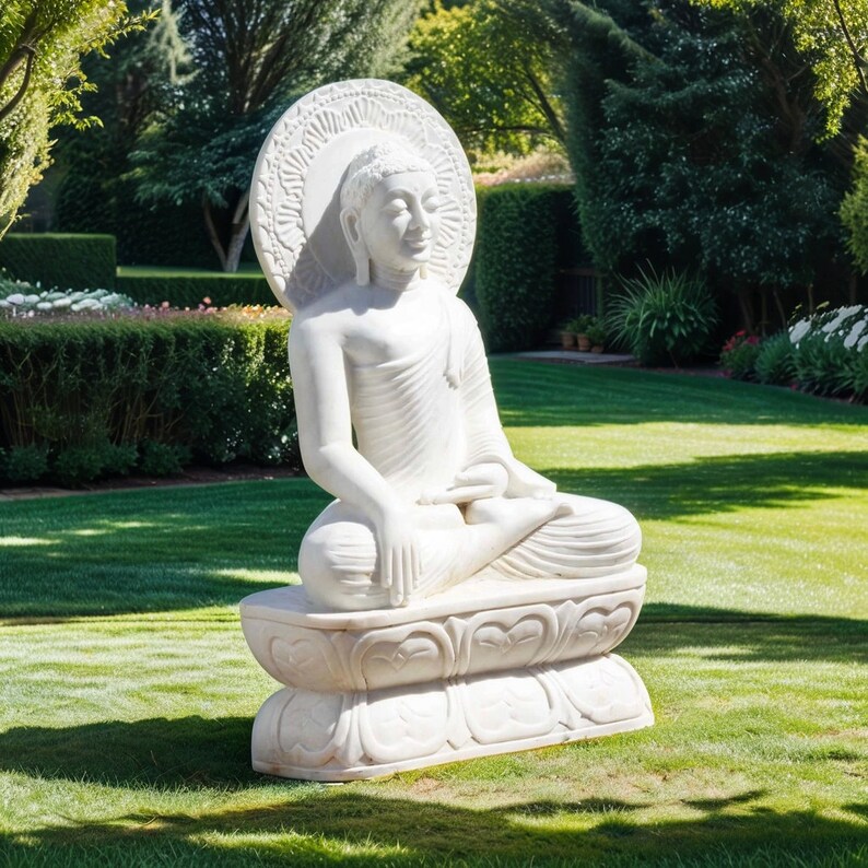 Gautama Buddha Statue Customisable White Marble Buddha Sculpture ...